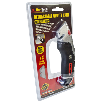 AMTECH RETRACTABLE UTILITY KNIFE - SOFT GRIP | Mark up Wholesale