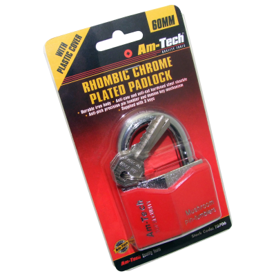 AMTECH 60MM RHOMBIC CHROME PLATED PADLOCK | Mark up Wholesale