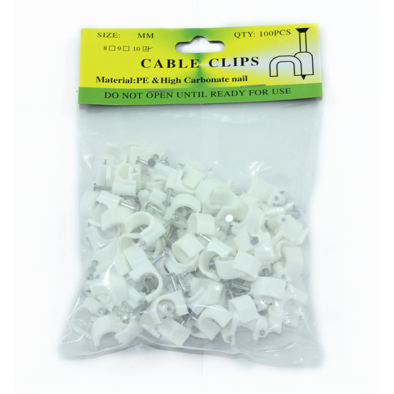 MARKUP 100PC 10MM WHITE ROUND CABLE CLIPS | Mark up Wholesale