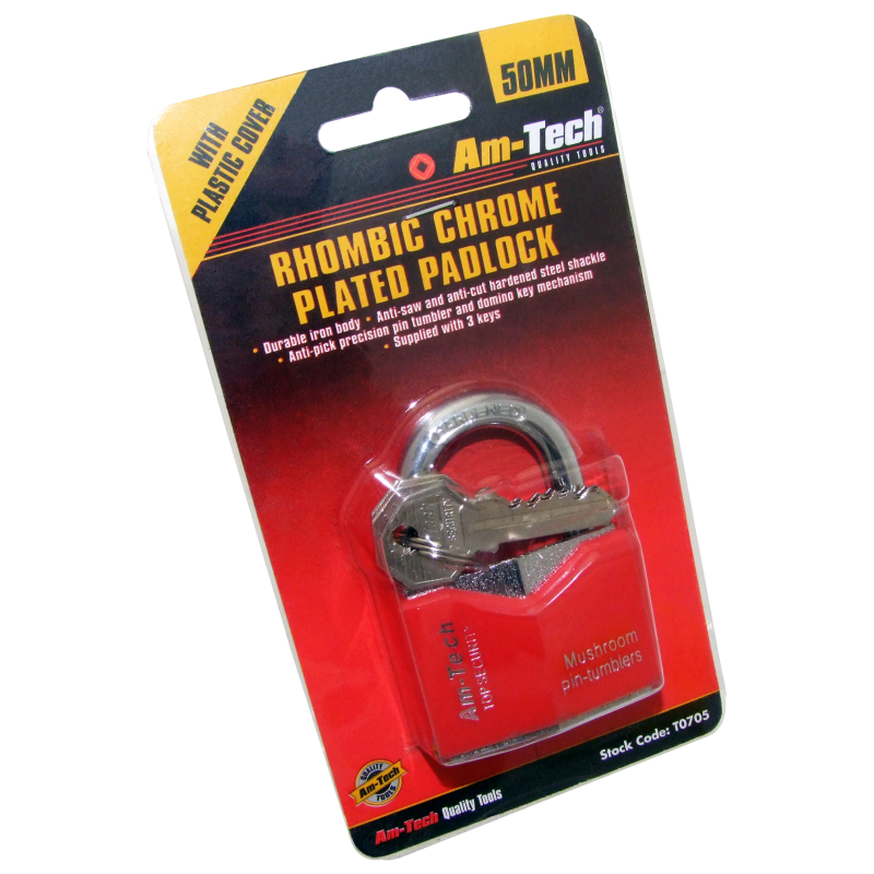 AMTECH 50MM RHOMBIC CHROME PLATED PADLOCK | Mark up Wholesale