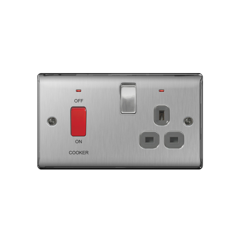 Bg Nexus Metal Brushed Steel Cooker Switch & Socket Grey Ins | Mark up ...
