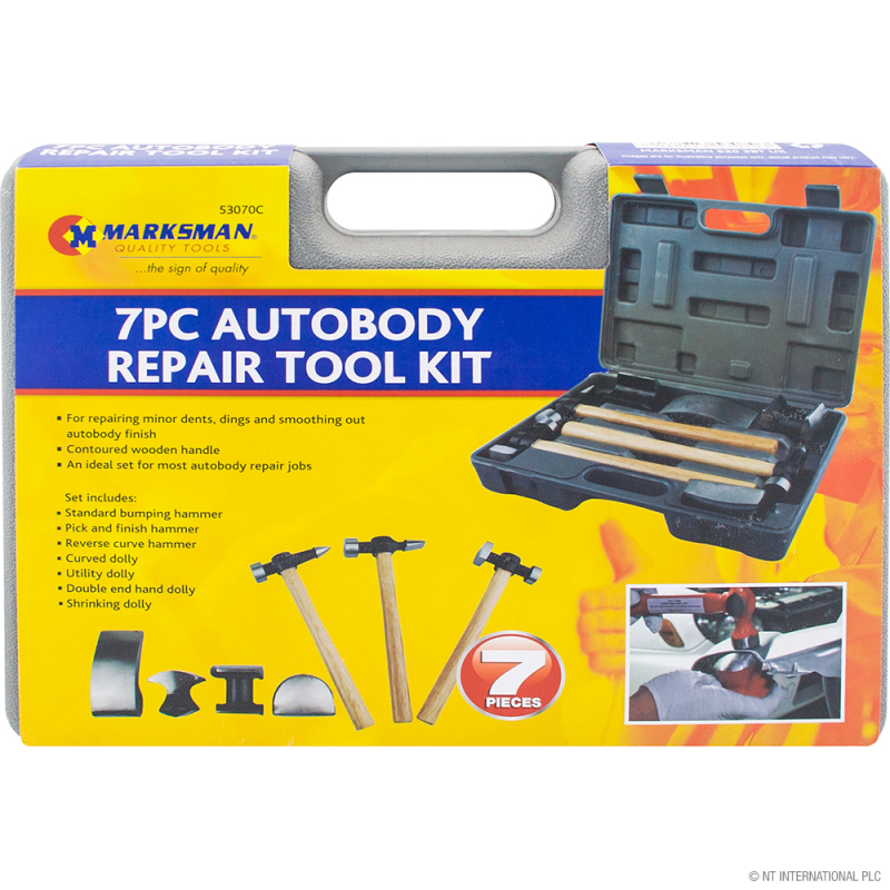 Marksman 7Pc Auto Bidy Repair Tool Kit+ Wooden Handle | Mark up Wholesale